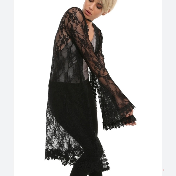 Polly & Esther | Jackets & Coats | Polly Esther Goth Black Lace Open ...